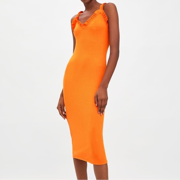 Zara | Dresses | Zara Textured Ruffle Dress Sz Medium | Poshmark